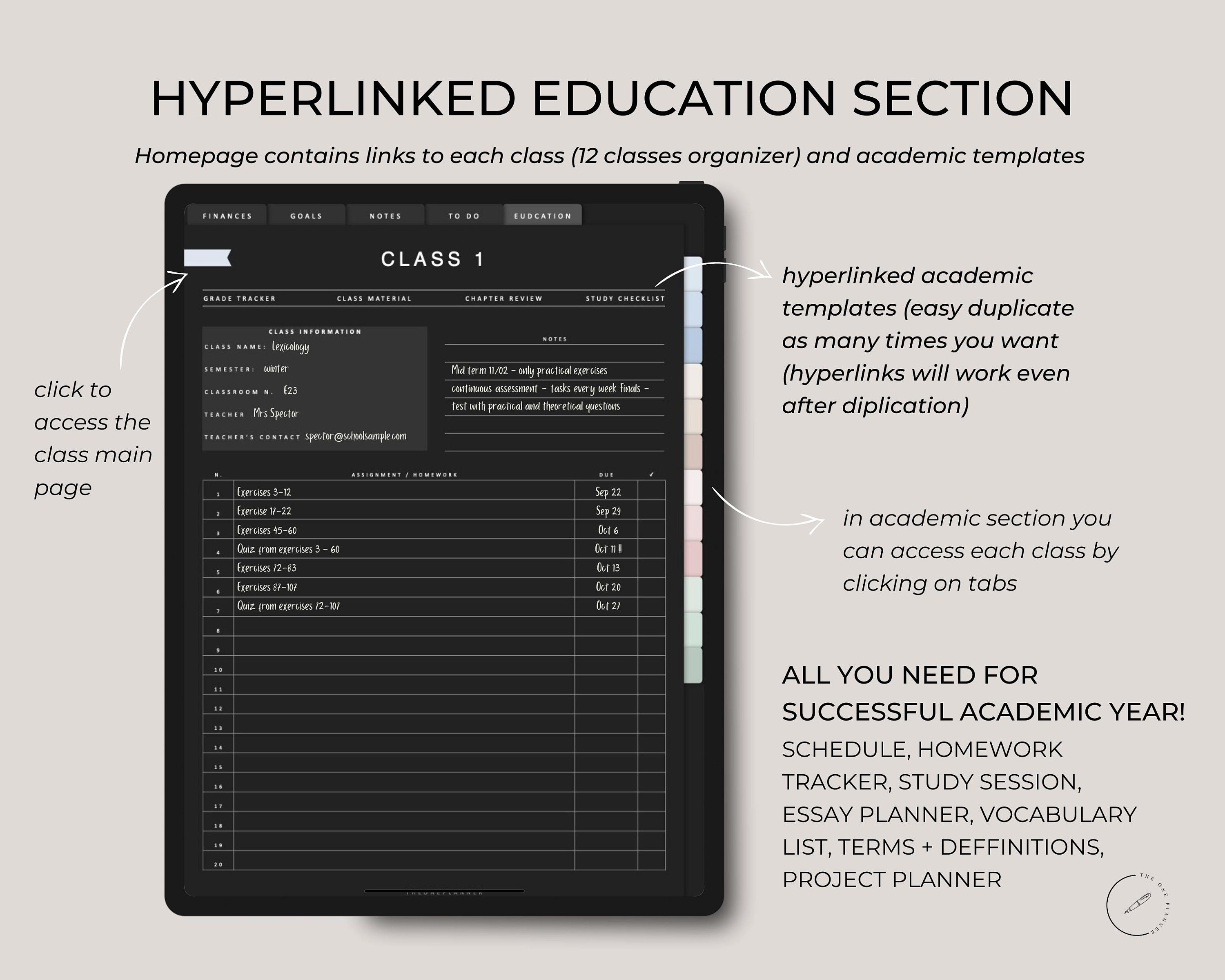 Digital Student Planner for College School UNDATED Black, Academic ...