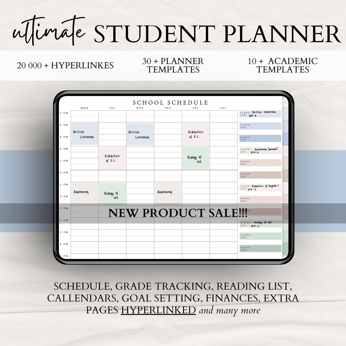 Digital Student Planner for College School UNDATED Academic - Etsy