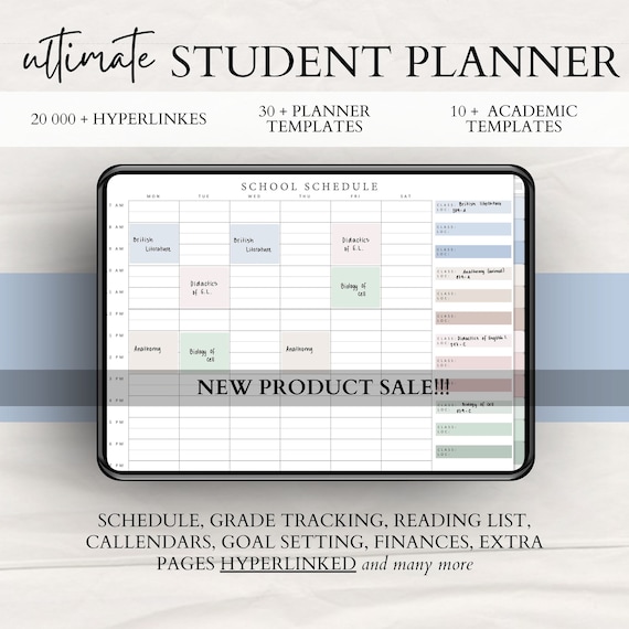 Digital Student Planner for College School UNDATED Academic - Etsy