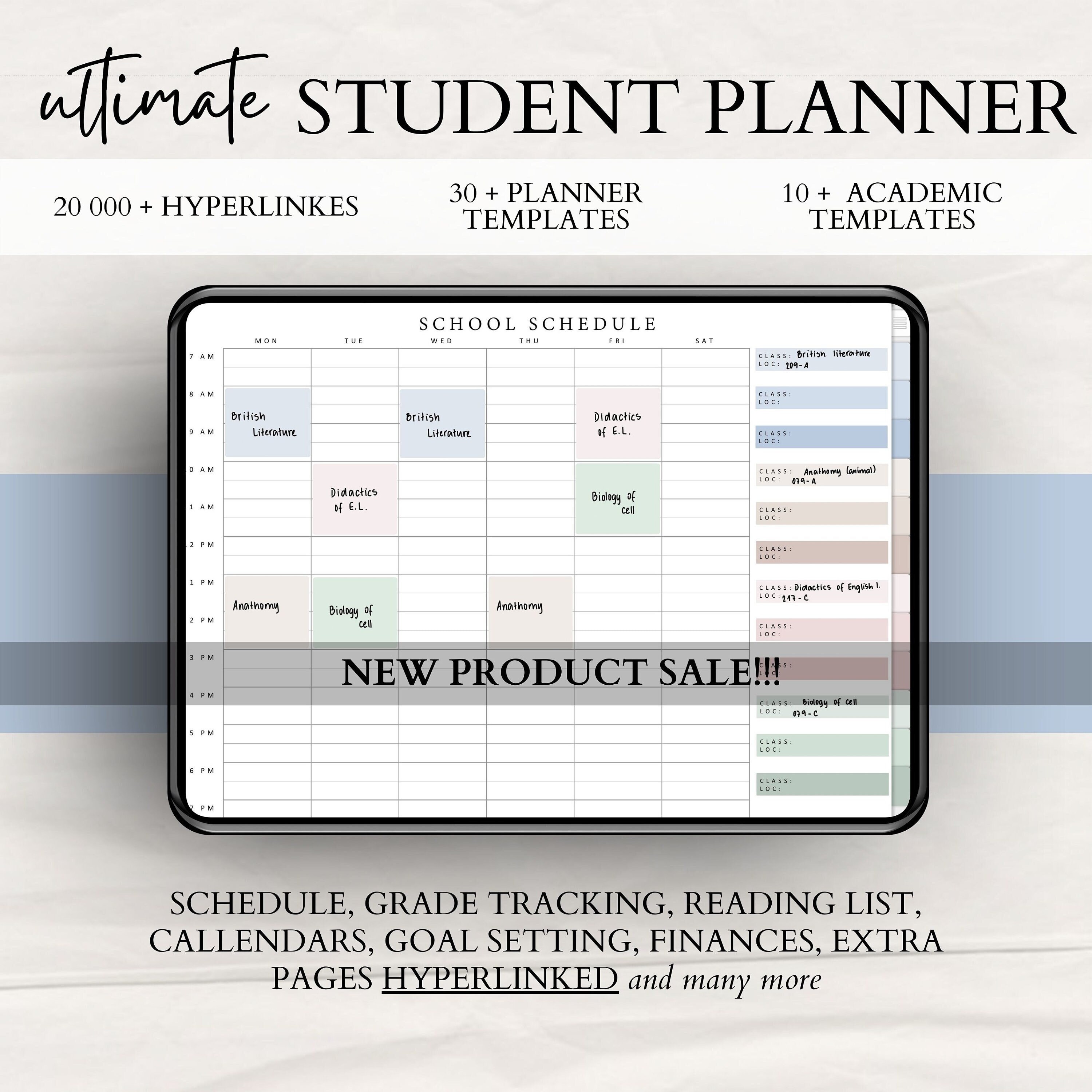 Digital Student Planner for College School UNDATED Academic - Etsy