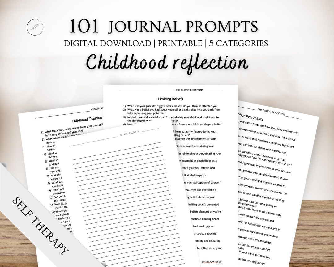 101 Childhood Reflection Journal Prompts: Self Therapy (PDF) - Etsy