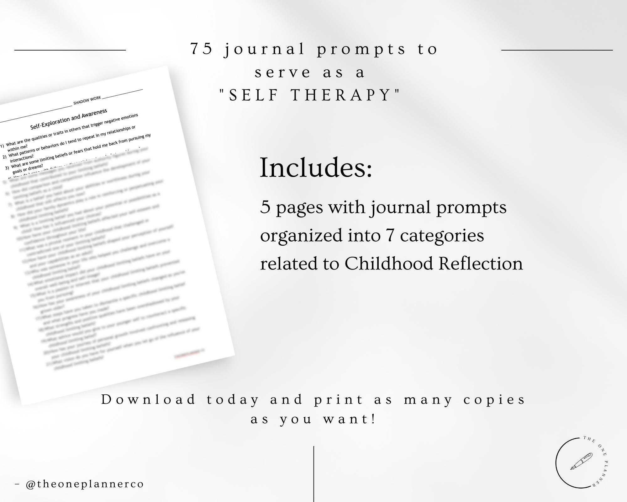 75 Shadow Work Journal Prompts, Inner Child Shadow Work, Self Discovery ...