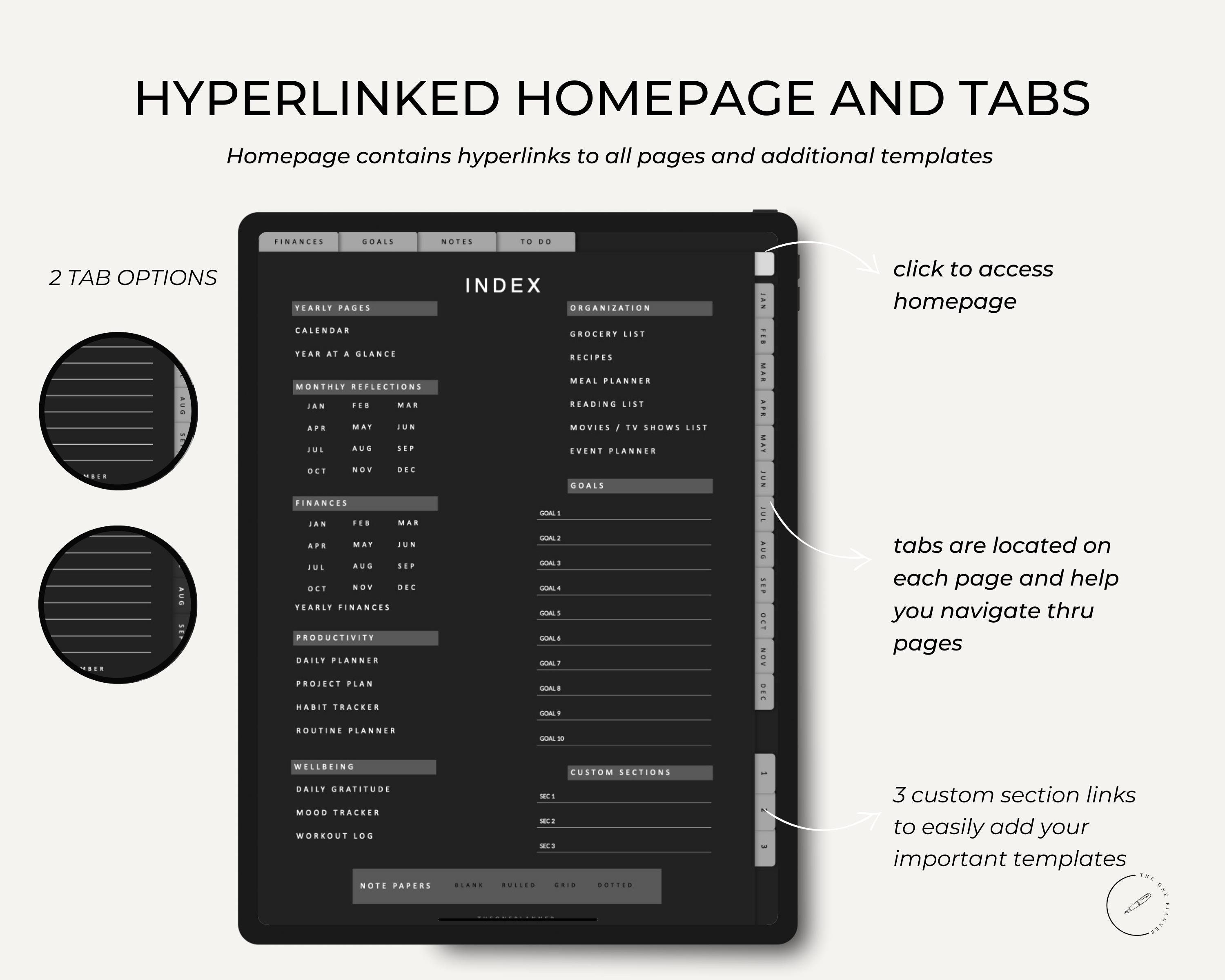 Undated Dark Mode Digital Planner for Goodnotes/notability, Hyperlinked ...