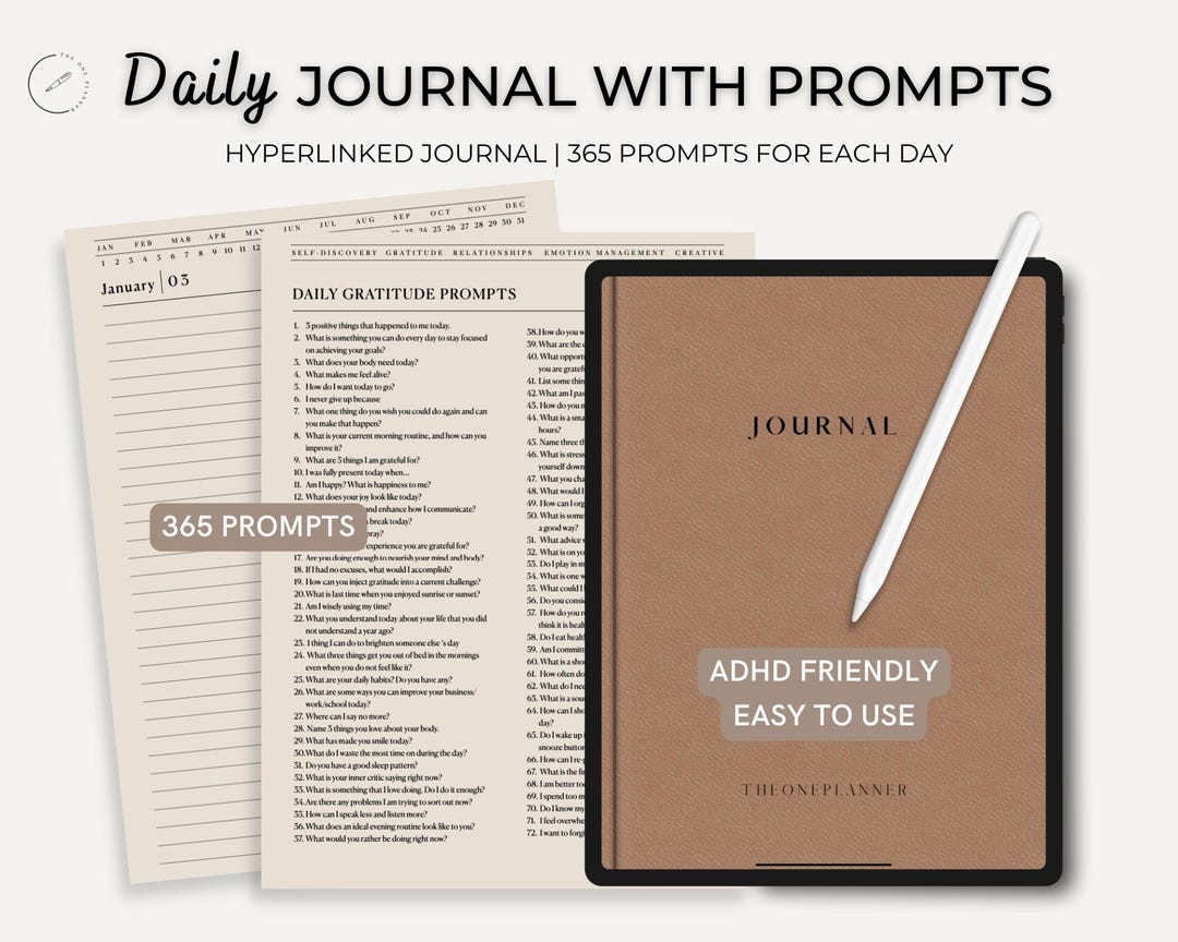Digital Journal With 365 Prompts, Daily Digital Journal, Digital Diary ...