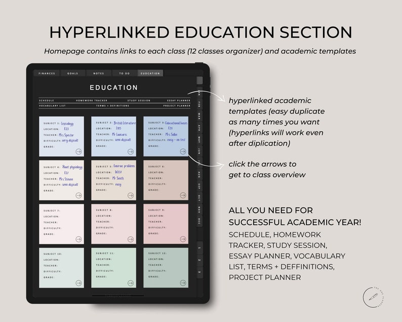 Digital Student Planner for College School UNDATED Black, Academic ...