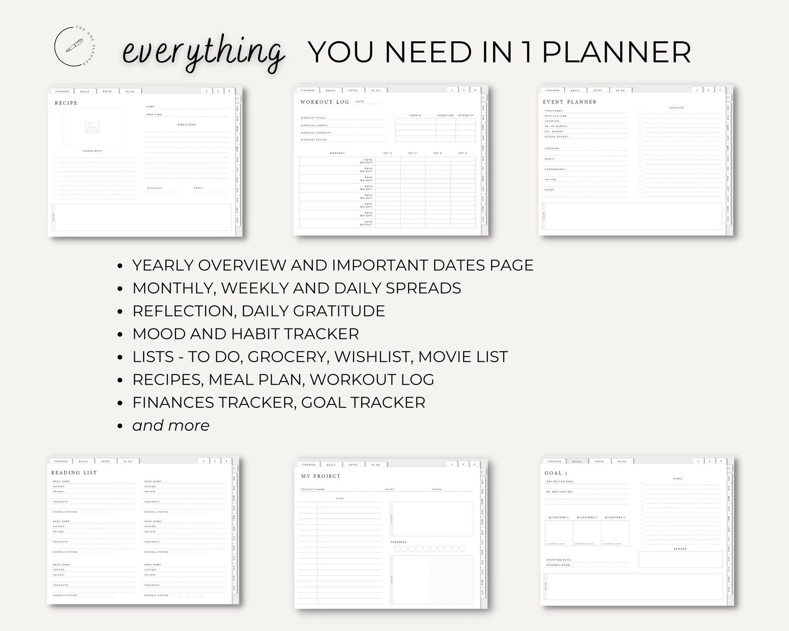 Digital Student Planner for College School UNDATED Academic - Etsy