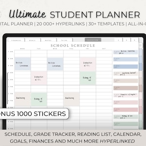 Digital Student Planner for College School UNDATED, Academic Diary ...