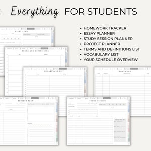 Digital Student Planner for College School UNDATED, Academic Diary ...