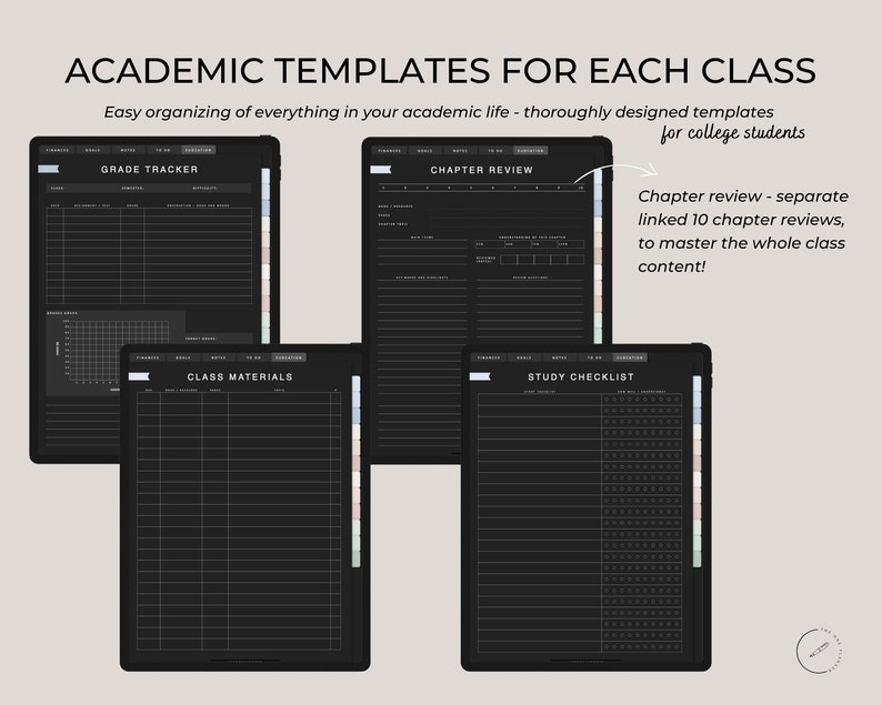 Digital Student Planner for College School UNDATED Black, Academic ...