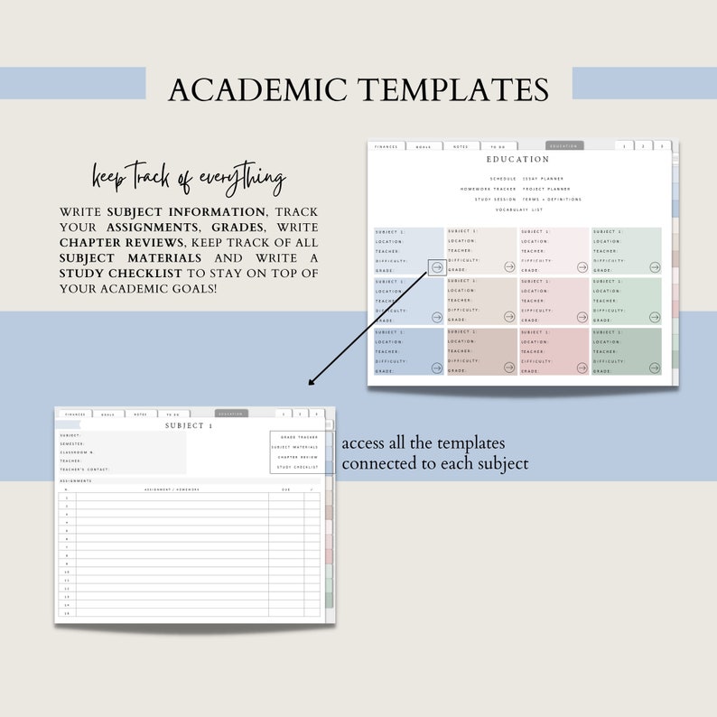 Digital Student Planner for College School UNDATED Academic - Etsy