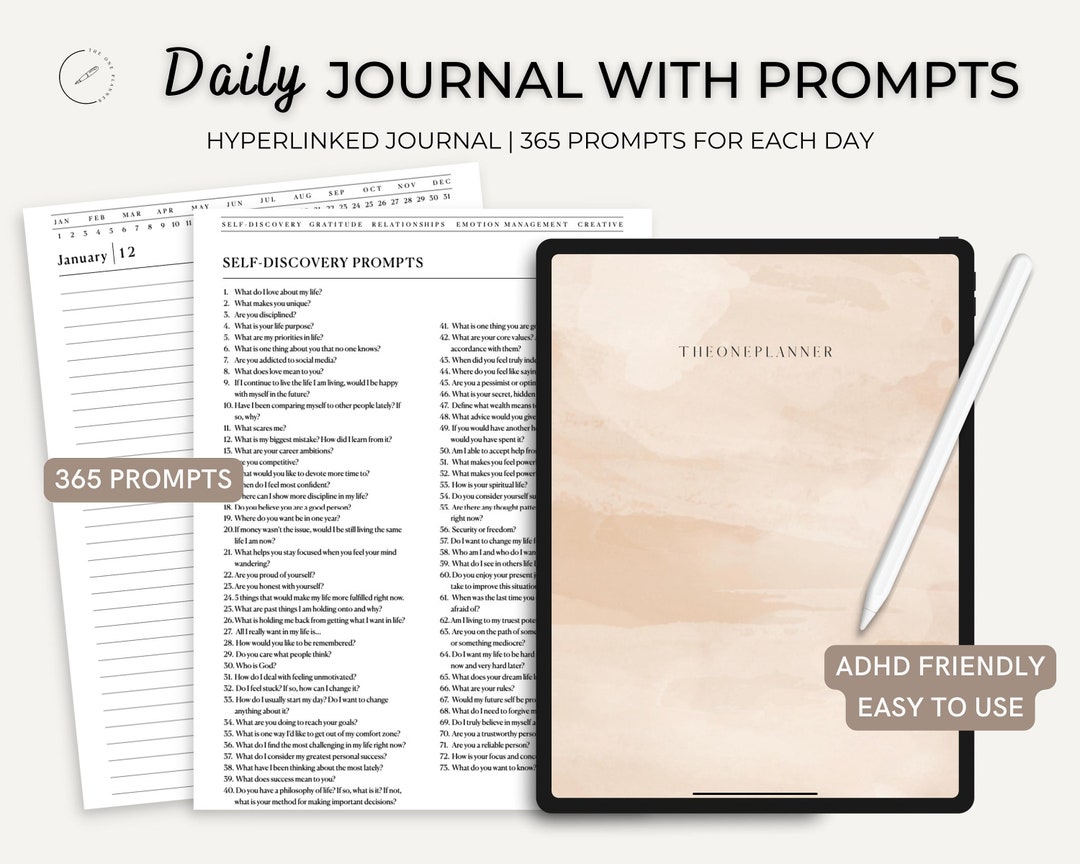 Digital Journal With 365 Prompts, Daily Digital Journal, Digital Diary ...