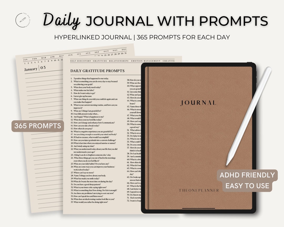 Digital Journal With 365 Prompts, Daily Digital Journal, Digital Diary ...