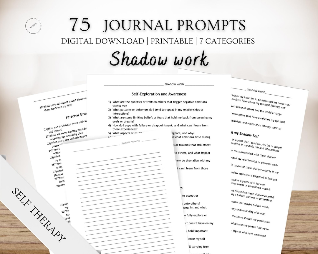 75 Shadow Work Journal Prompts, Inner Child Shadow Work, Self Discovery ...