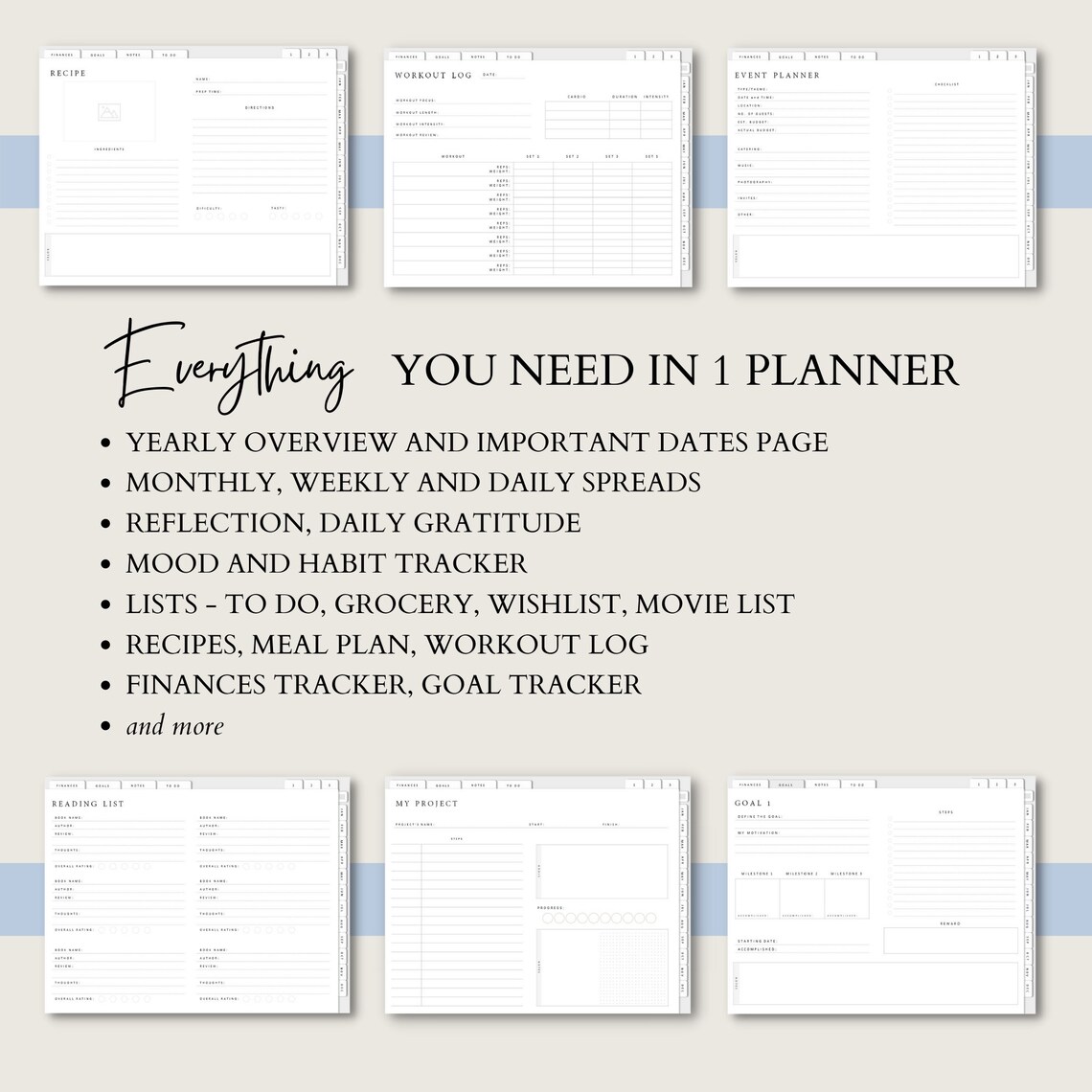 Digital Student Planner for College School UNDATED Academic - Etsy