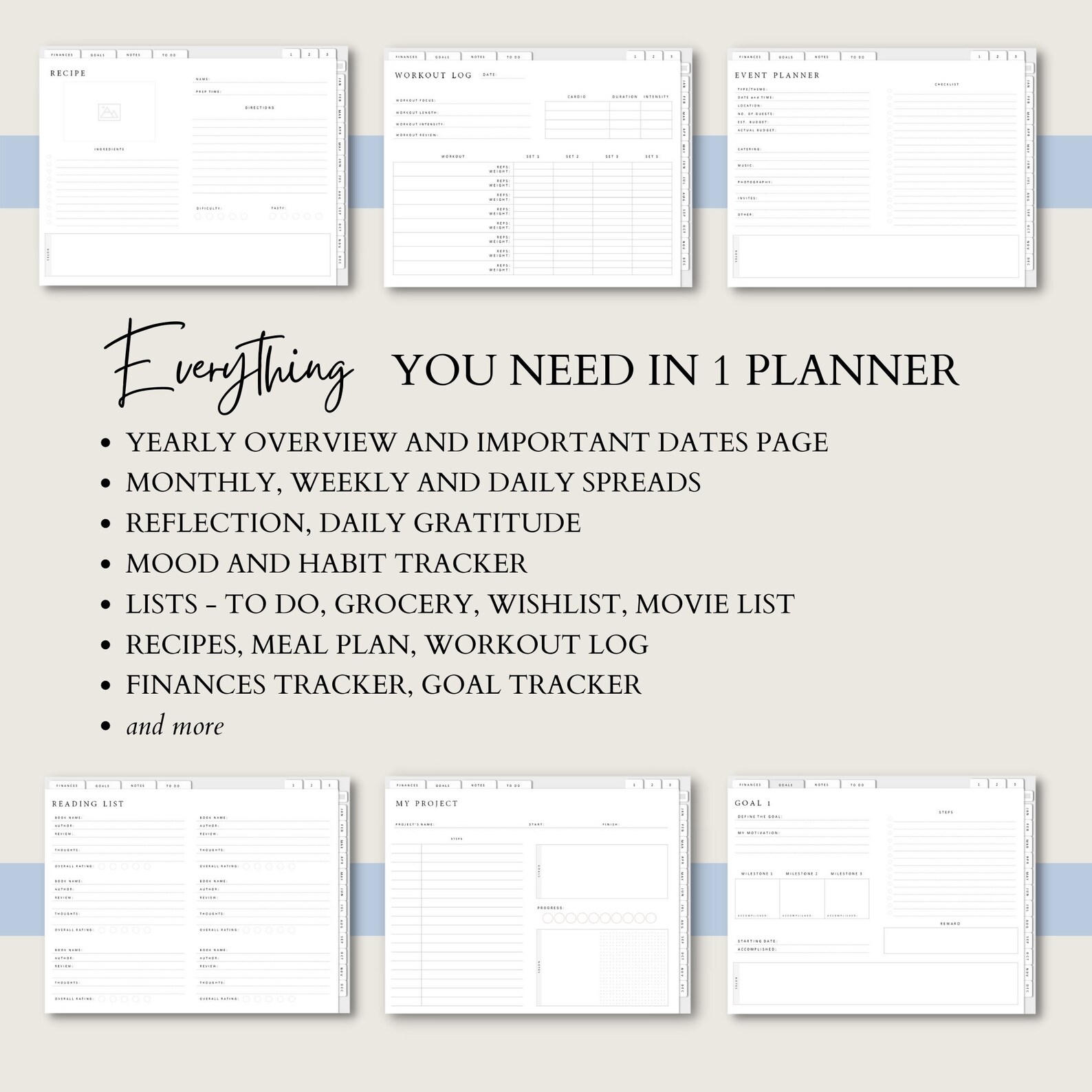 Digital Student Planner for College School UNDATED Academic - Etsy