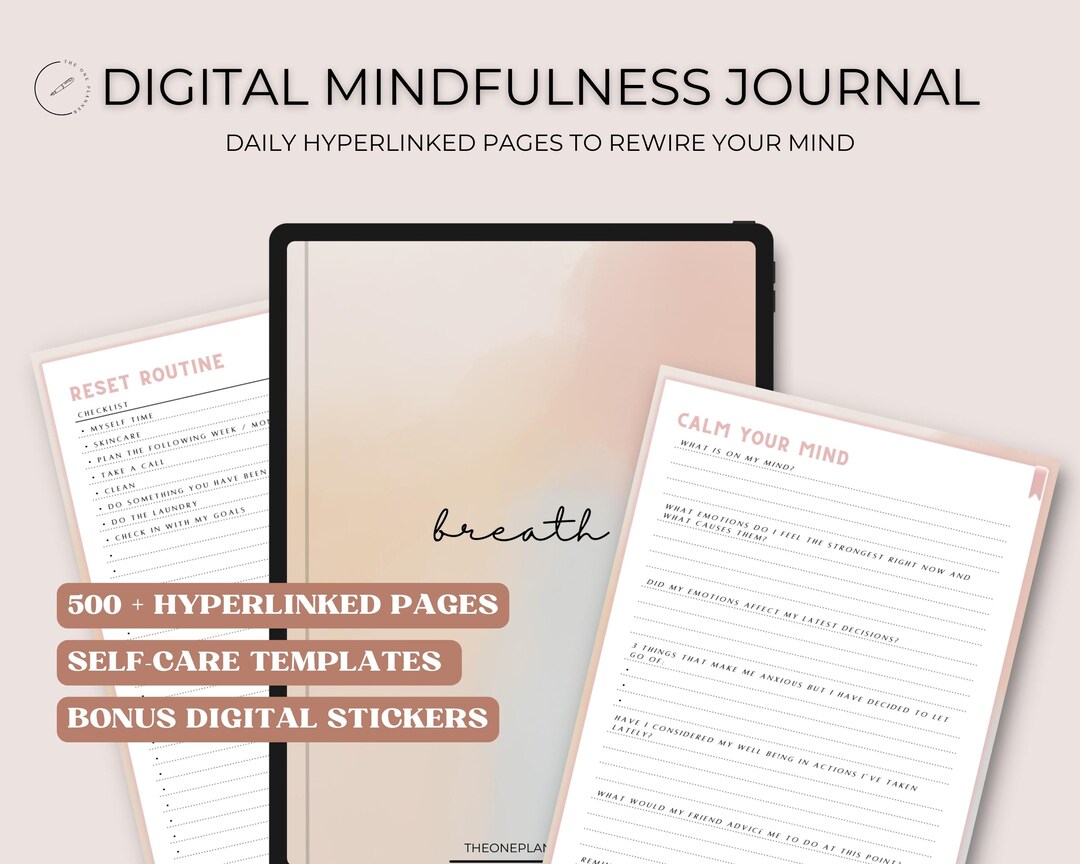 Digital Self-care Journal, Mental Health Journal, 5 Minute Journal ...