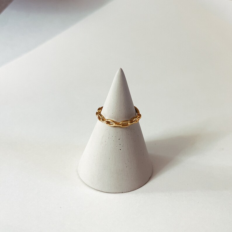 Narrow Chain Ring 925 Silver 14k Gold Plated Minimalist Vintage Gold ...
