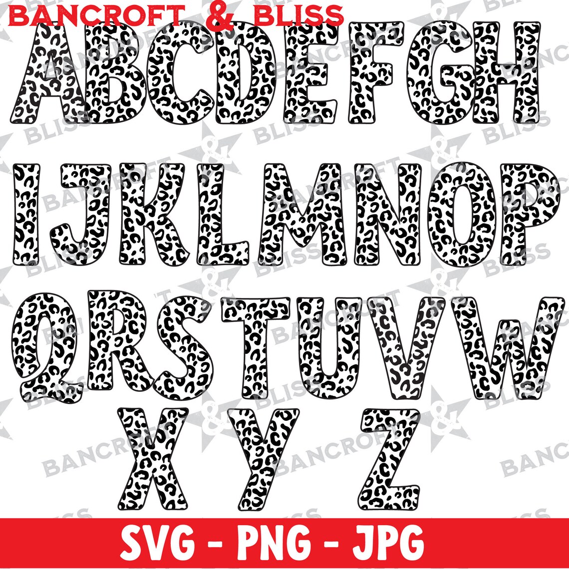 Leopard Print Letters Whole Alphabet Clip Art Instant Download - Etsy