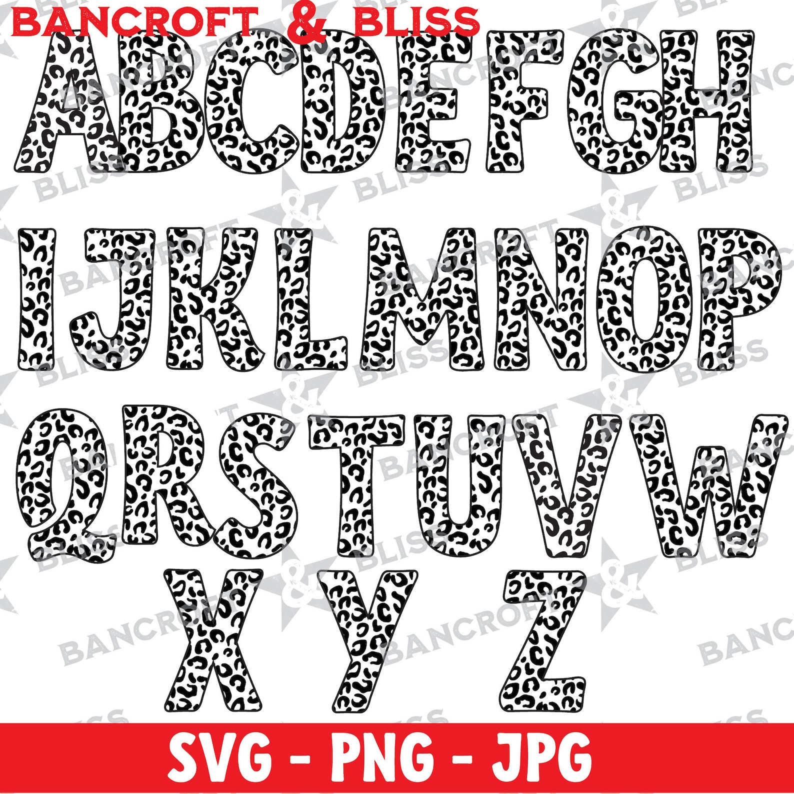 Leopard Print Letters Whole Alphabet Clip Art Instant Download Leopard ...