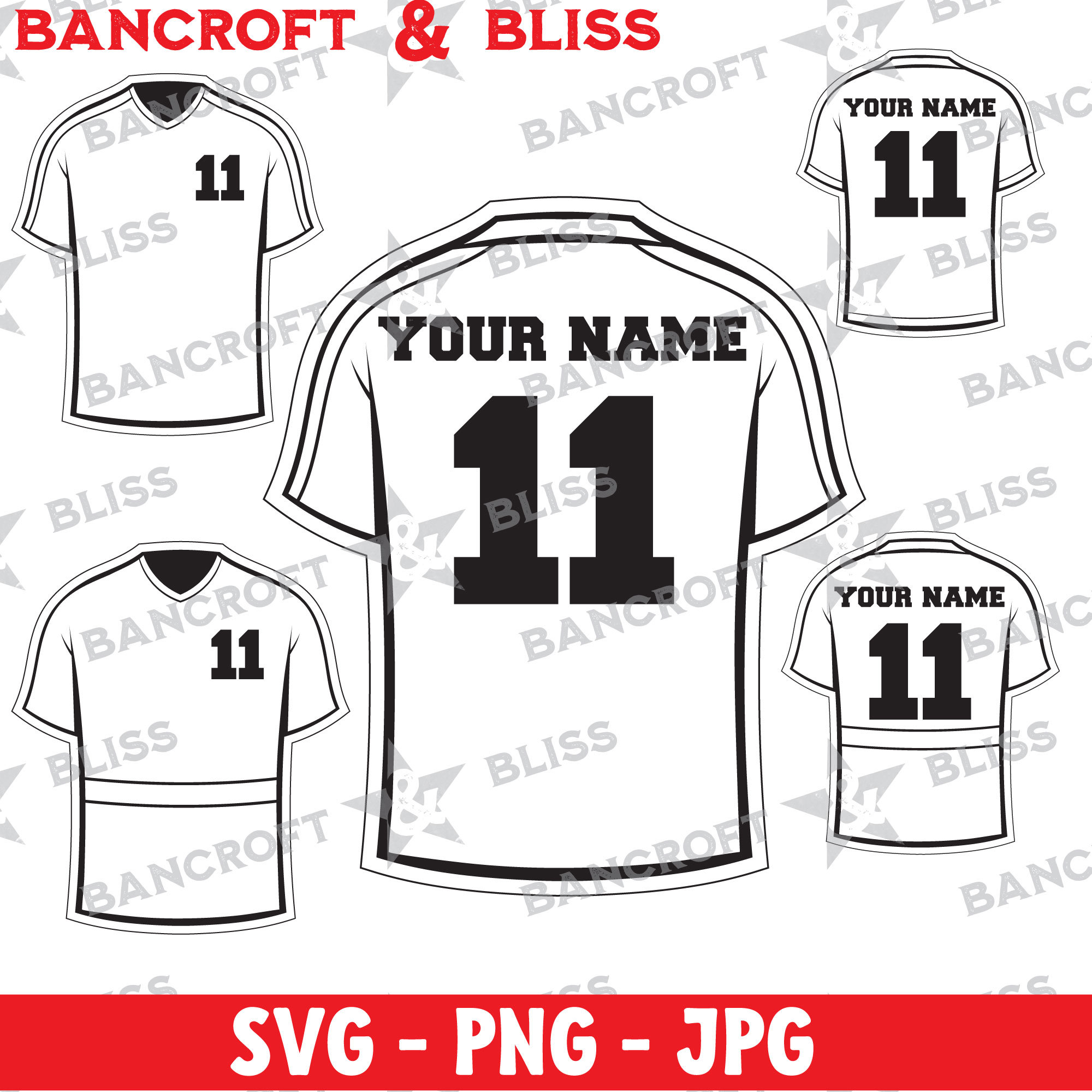 Soccer Jersey Art Instant Download Front & Back SVG, PNG, JPG ...