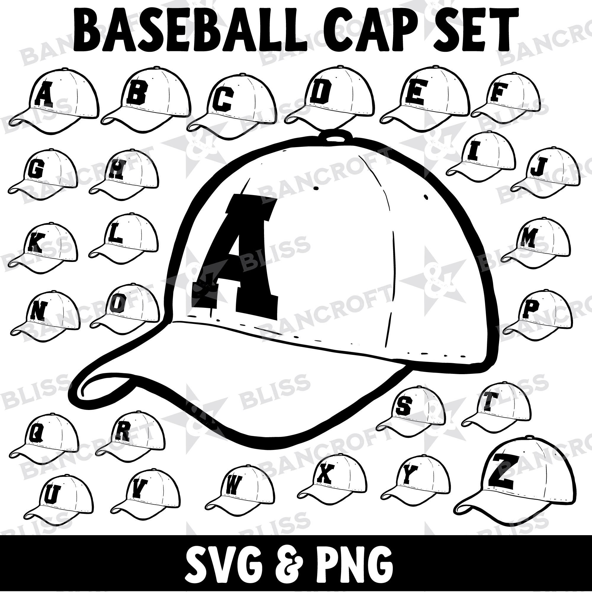 Baseball Cap SVG Baseball Hat SVG Baseball Hats With Letters Whole ...