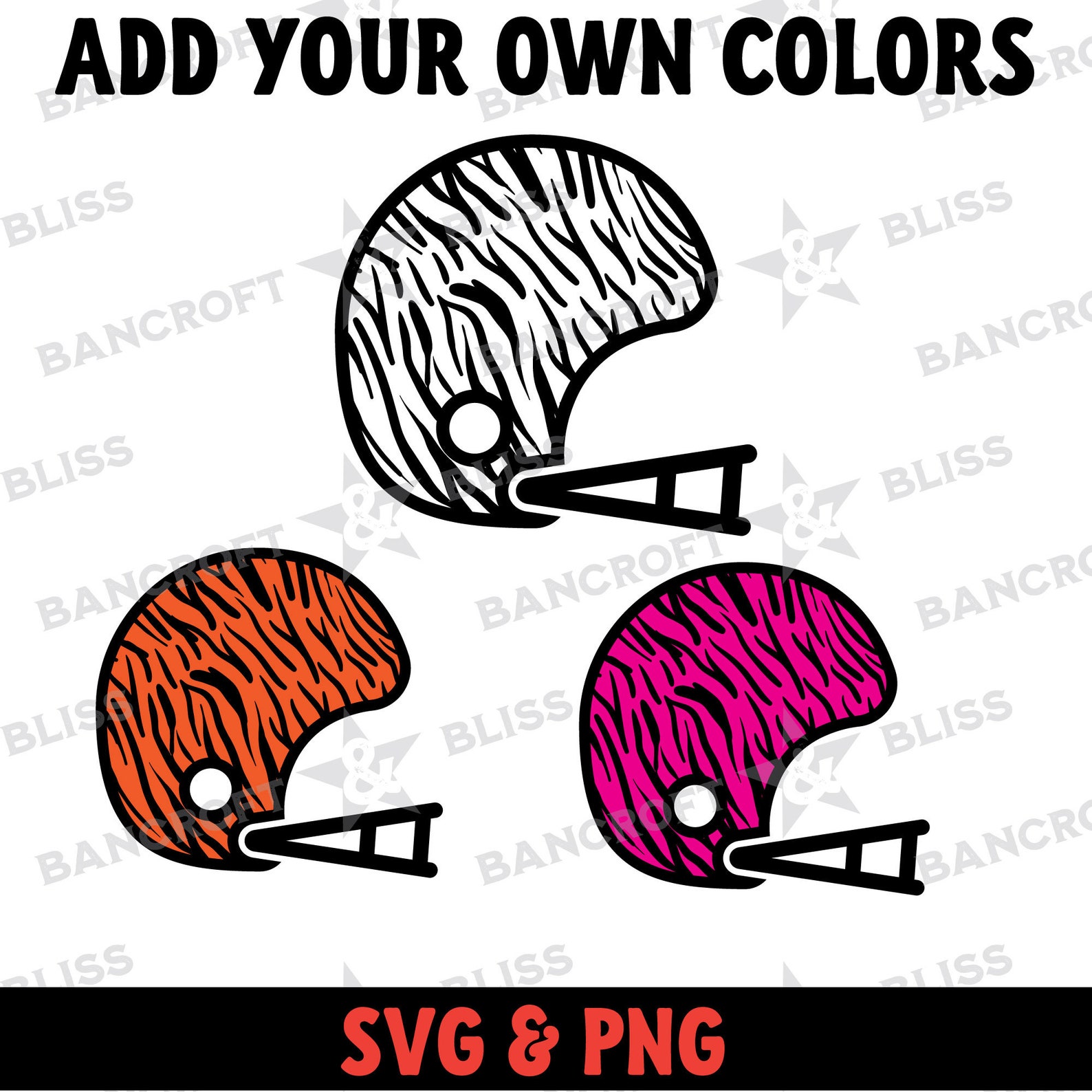 Tiger Stripes Football Helmet SVG PNG Tiger Print Football Instant ...