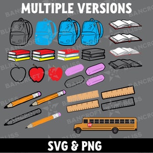 School SVG Bundle School Bus SVG Backpack SVG Pencil Svg Eraser Svg ...