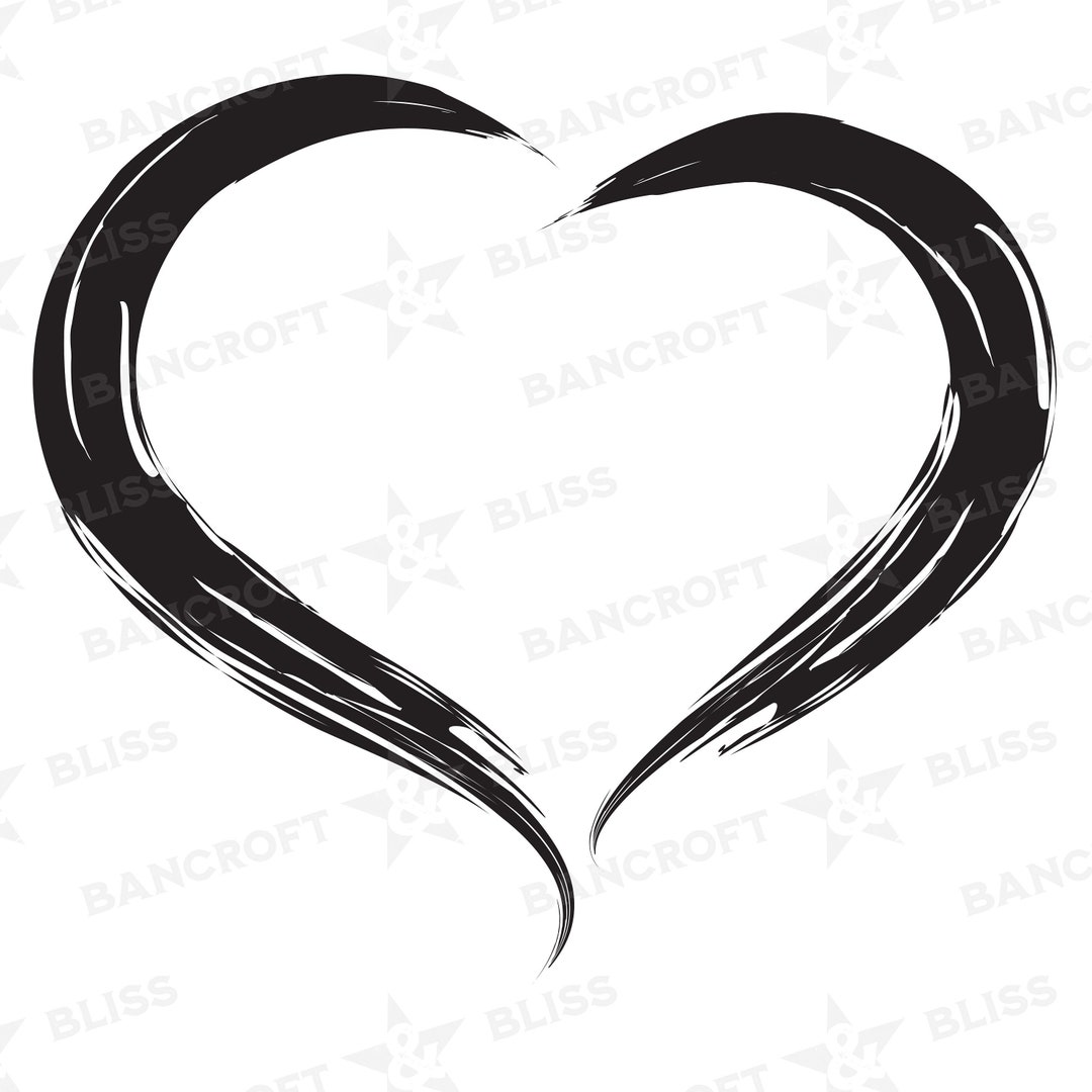 Open Heart Svg | Brush Heart Graphic | Love Svg Png | Brush Stroke ...