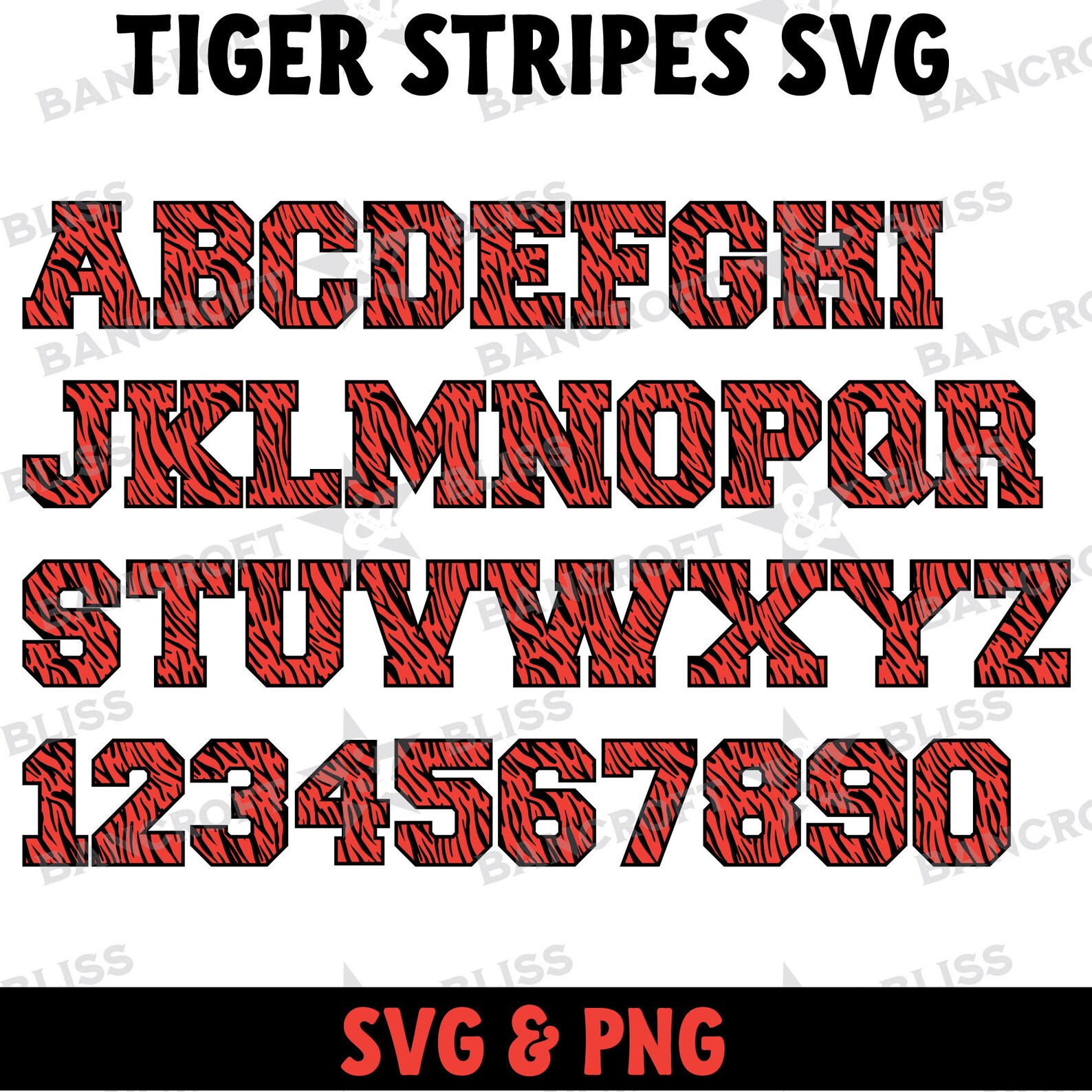 Tiger Stripe SVG Tiger Alphabet SVG Animal Letters SVG Bengal - Etsy