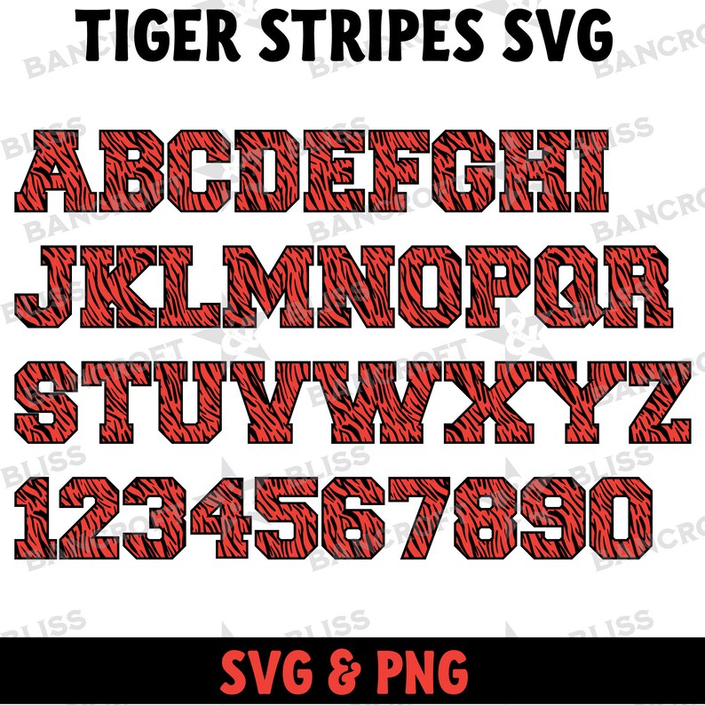 Tiger Stripe SVG Tiger Alphabet SVG Animal Letters SVG Bengal - Etsy