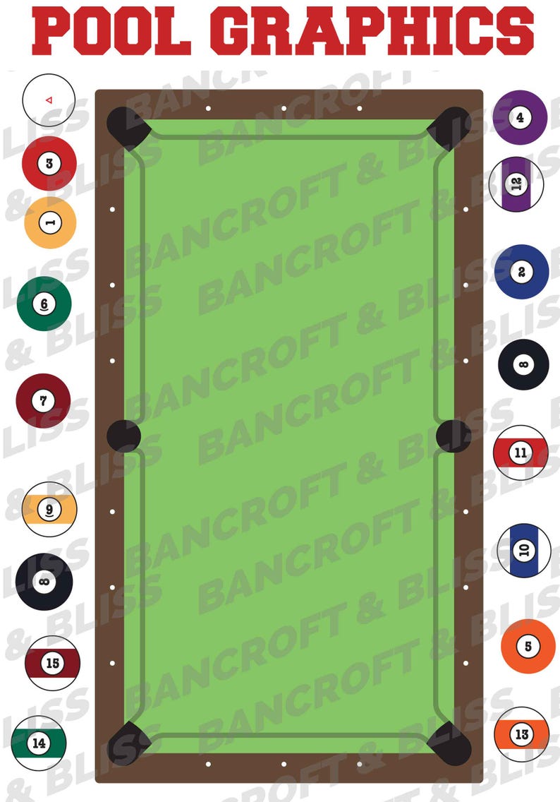 Pool Table SVG Billiards SVG Snooker SVG Billiard Balls Graphics Pool ...