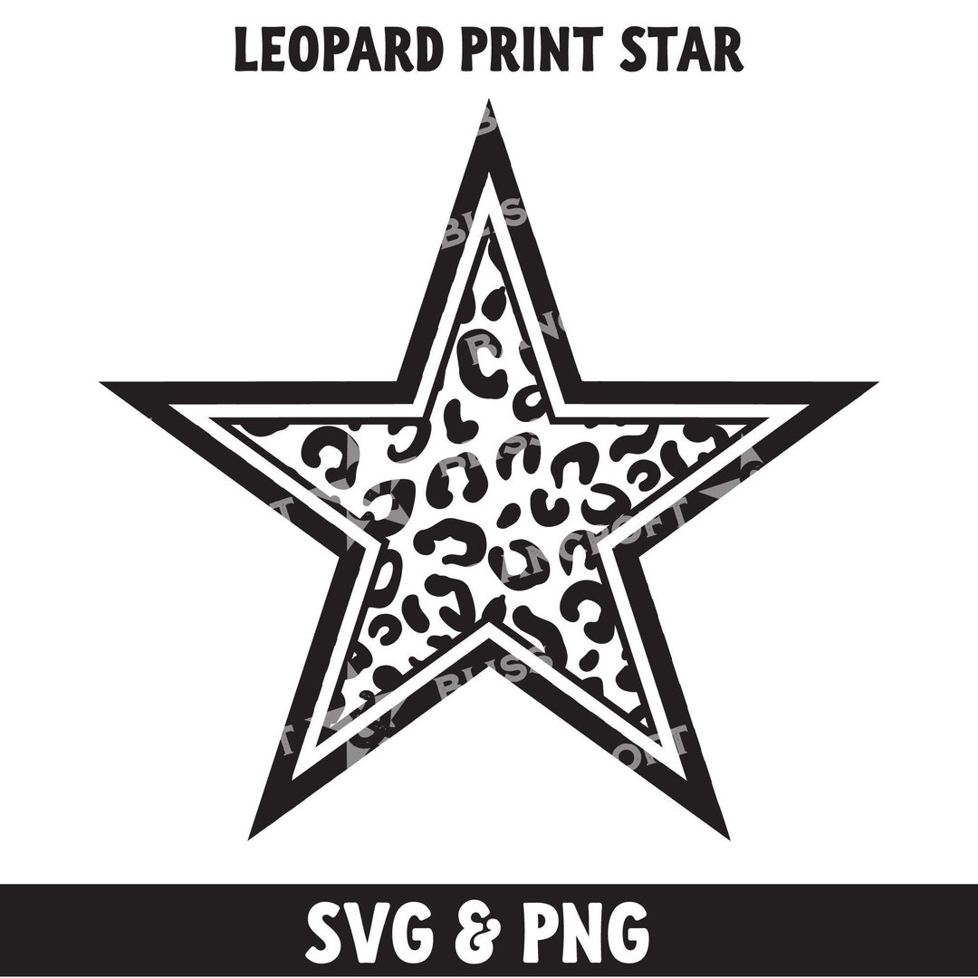 Leopard Print Star SVG Star PNG Star Instant Download Cheetah Print Svg ...