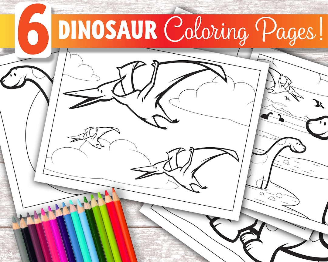 Cute DINOSAUR Coloring Pages Digital Download | Peaceful Coloring Time ...