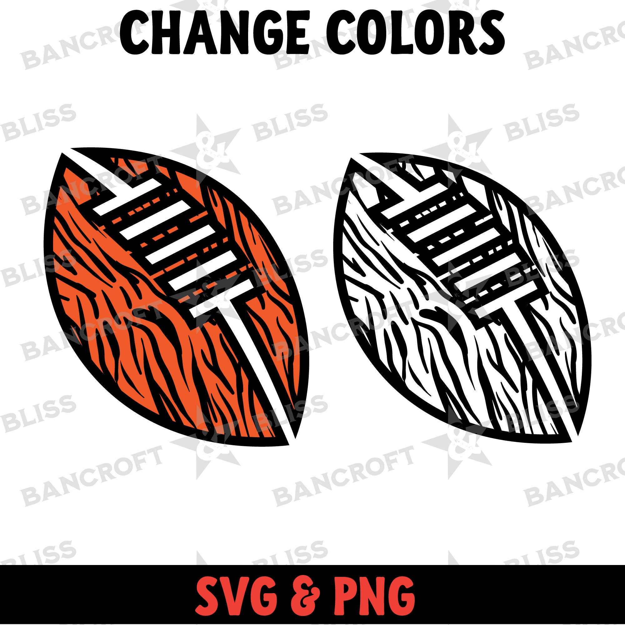 Tiger Stripes Football SVG PNG Tiger Print Football Instant Download ...