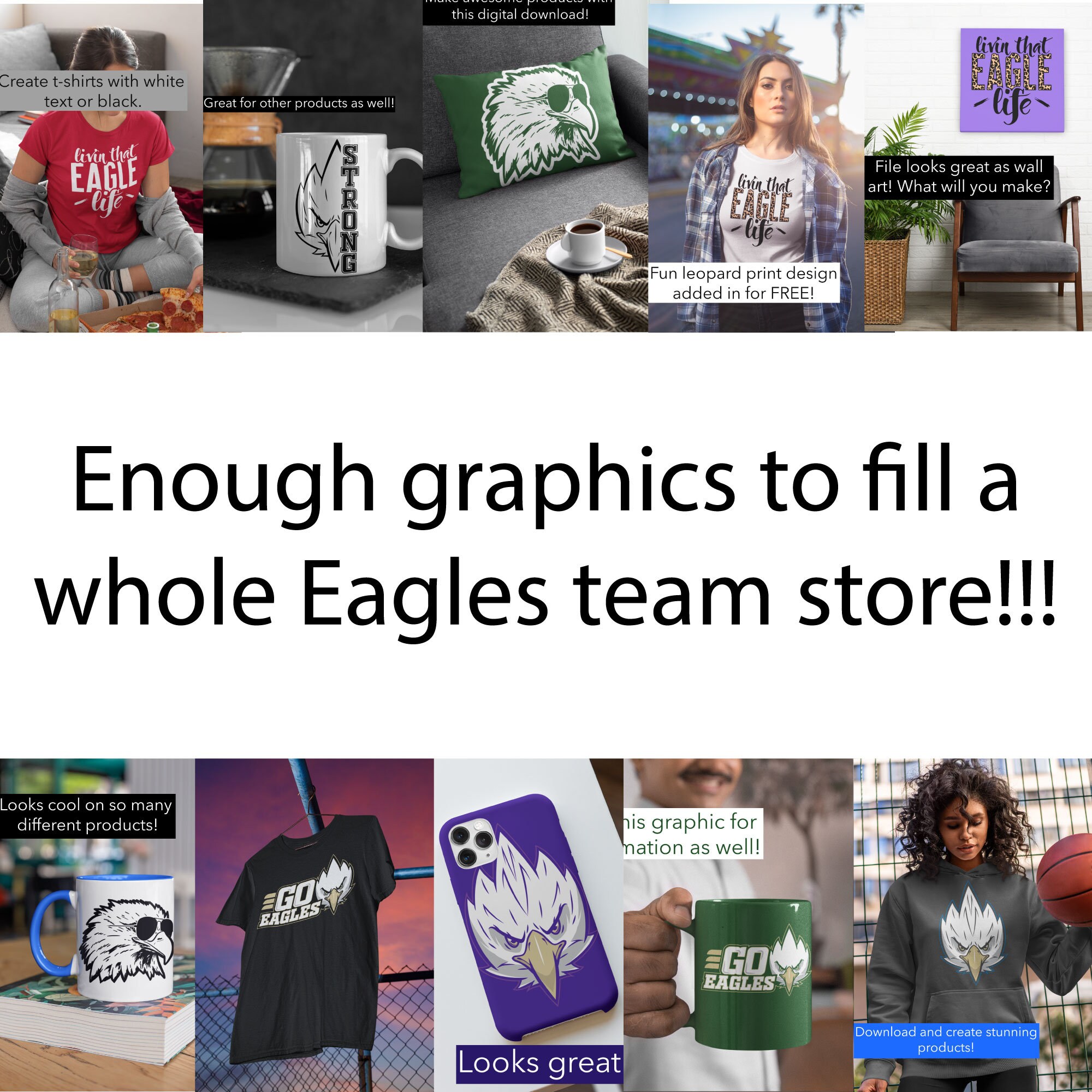 Eagle Team Mascot Set! Huge Eagles Digital Download! | School Spirit ...