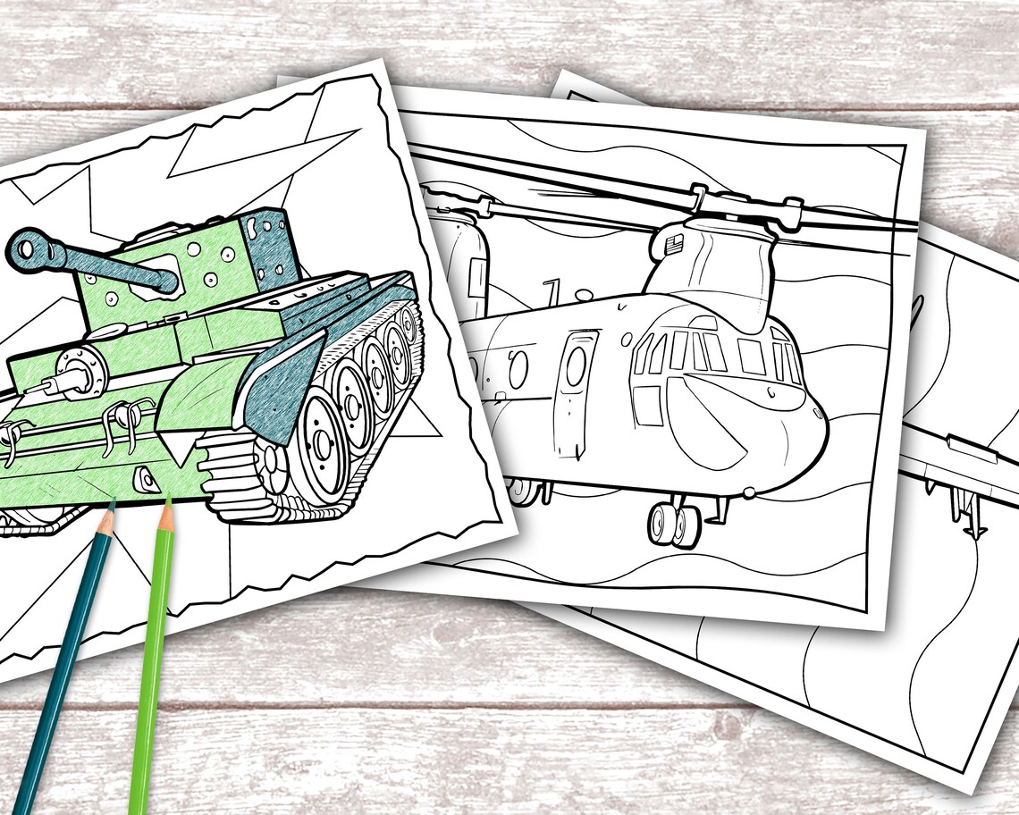 Printable Coloring Pages Military Machines Digital Download - Etsy
