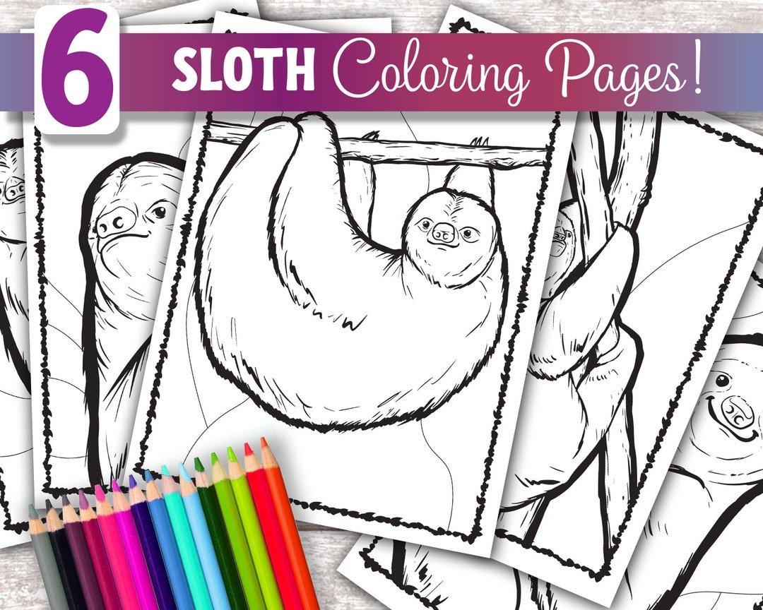 Sloth Coloring Pages Cute Sloth Coloring Book PDF Printable Sloth Art ...