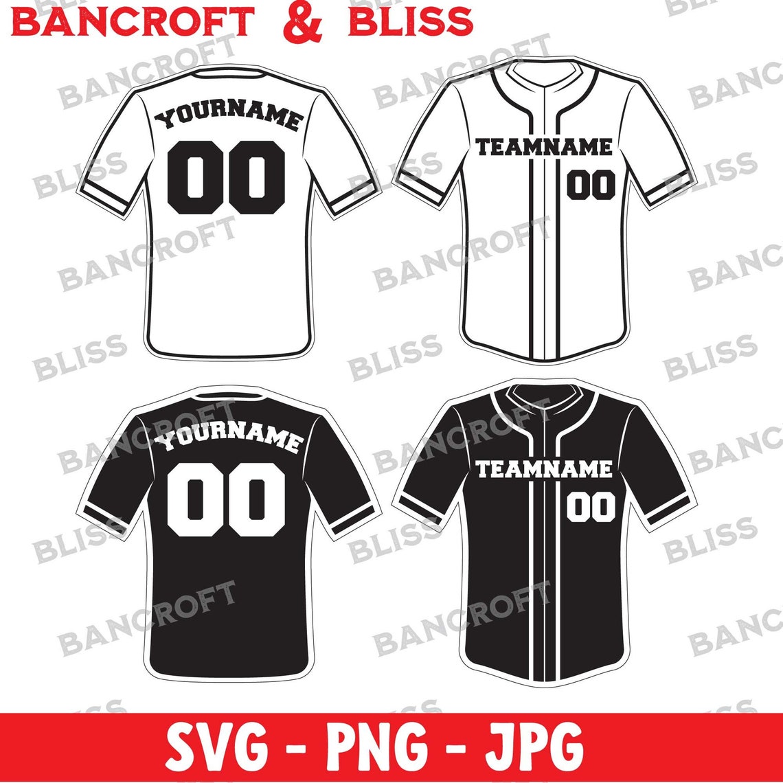 Baseball and Softball Jersey 4 Pack Clip Art Instant - Etsy