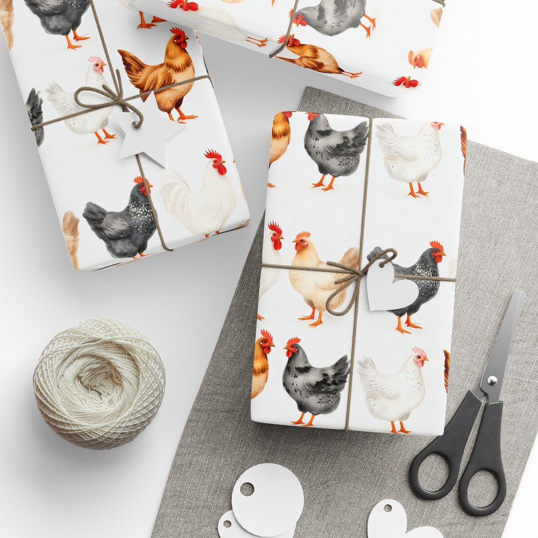 Chicken Wrapping Paper, Farmhouse-inspired Gift Wrap, Rustic Country ...