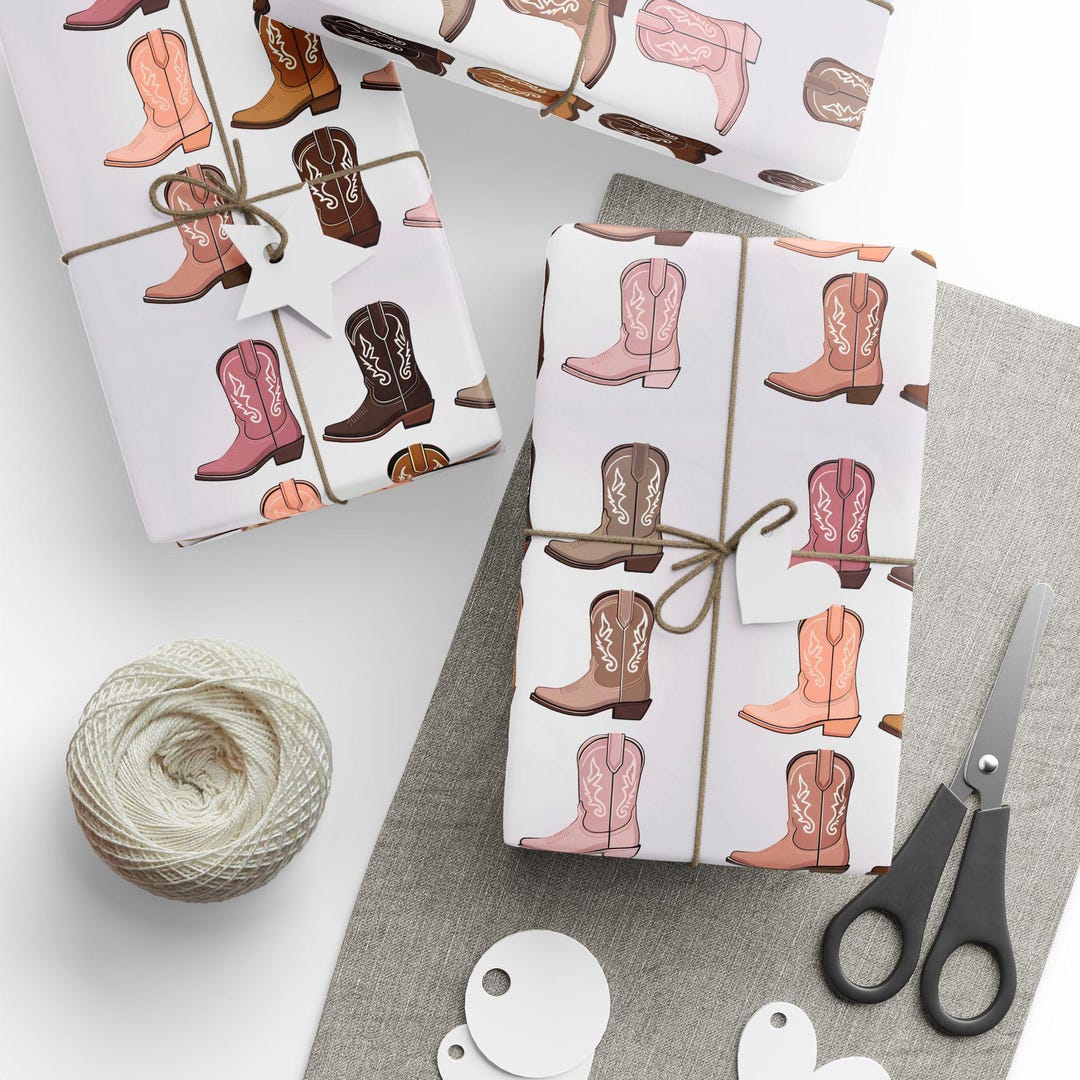 Cowboy Boots Wrapping Paper, Western Gift Wrap for Birthdays, Weddings ...