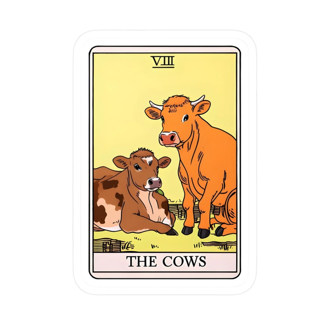 Cow Tarot Kiss-cut Vinyl Decals, Western Cowgirl Art Stickers, Mystical ...