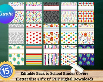 Editable Back to School Printable PDF Binder Covers 15 Page - Etsy