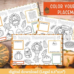 Thanksgiving Coloring Placemat, Digital Download, Printable - Etsy
