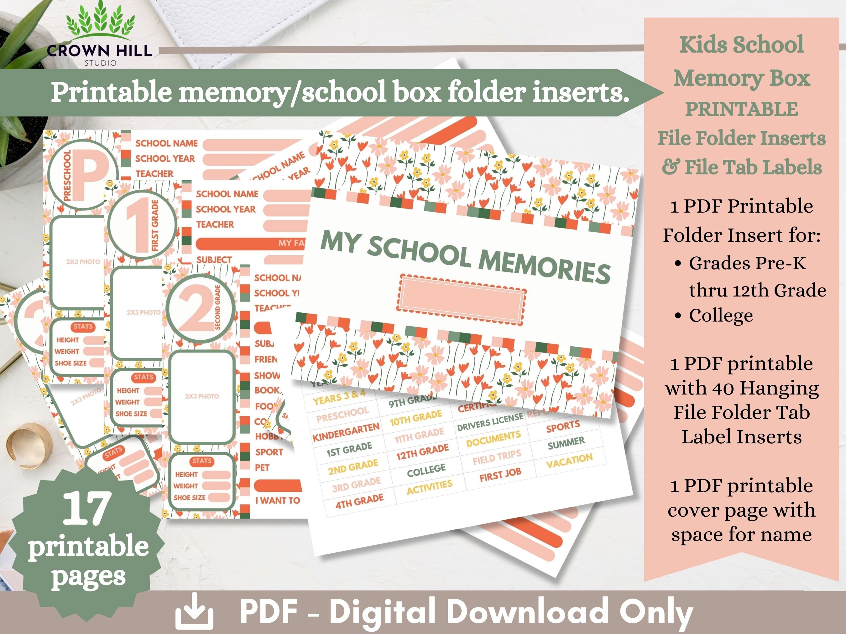 Printable Kids My School Memories Box File Folder Inserts & Labels - Etsy