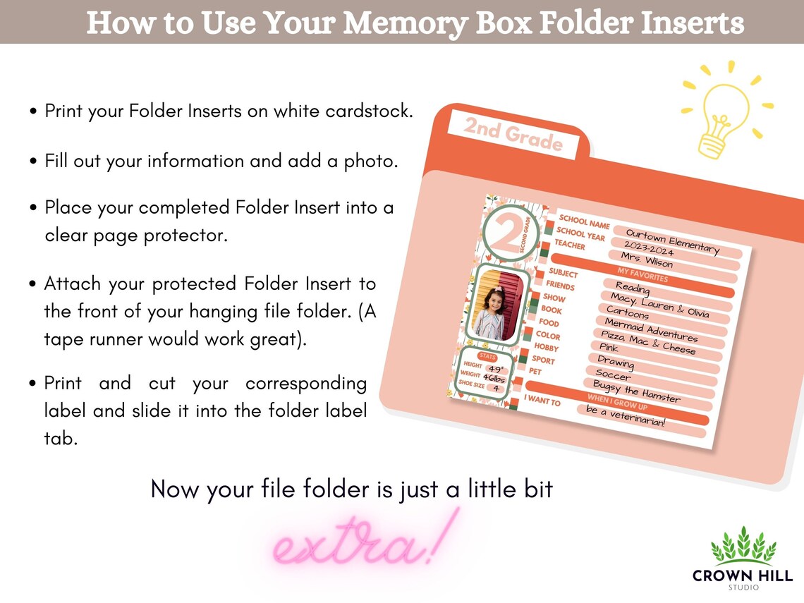 Printable Kids My School Memories Box File Folder Inserts & Labels - Etsy