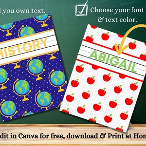 Editable Back to School Printable PDF Binder Covers 15 Page Bundle - Etsy