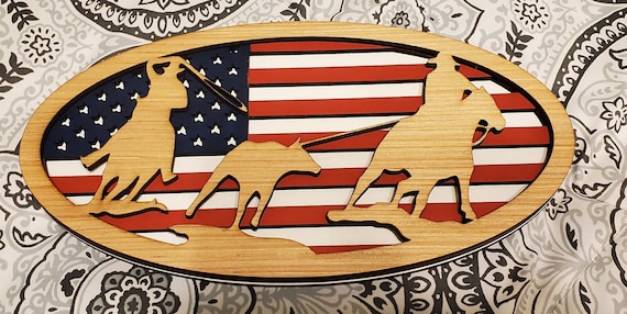 Layered Team Roper With American Flag digital File Only - Etsy