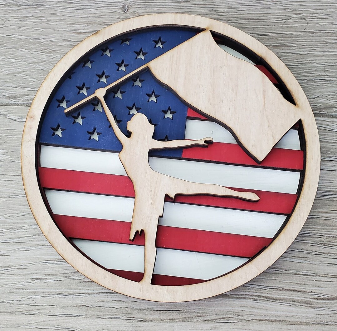 Layered American Flag Color Guard Girl ---digital File Only--- DXF, SVG ...