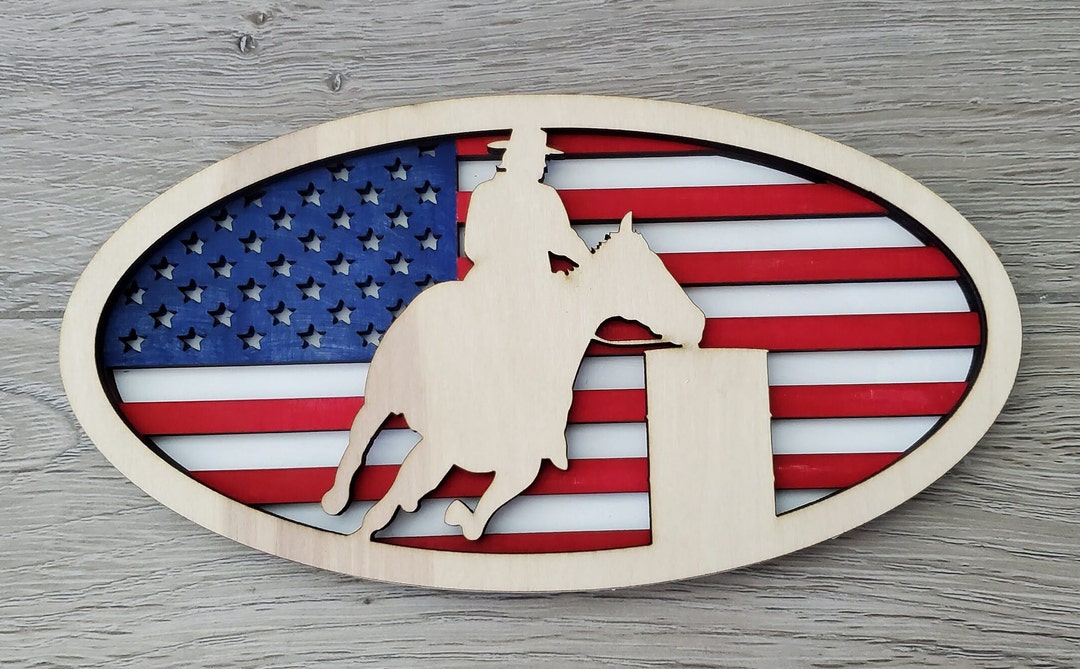 Layered Barrel Racing With American Flag ---digital File Only--- DXF ...