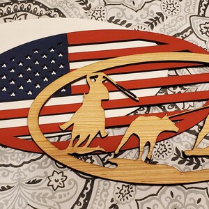 Layered Team Roper With American Flag ---digital File Only--- DXF, SVG ...